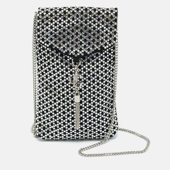 Jimmy Choo | Bags | Jimmy Choo Black Suede Crystal Embellished Phone ...